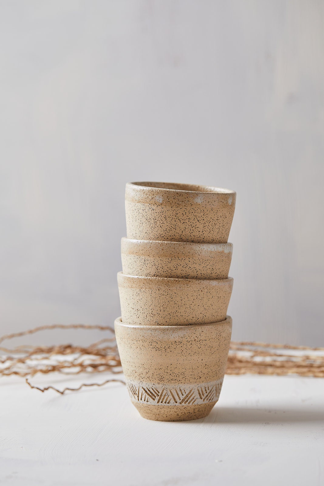 Handmade Rustic Ceramic Coffee Cups, Speckled Pottery Tumblers Set of ...