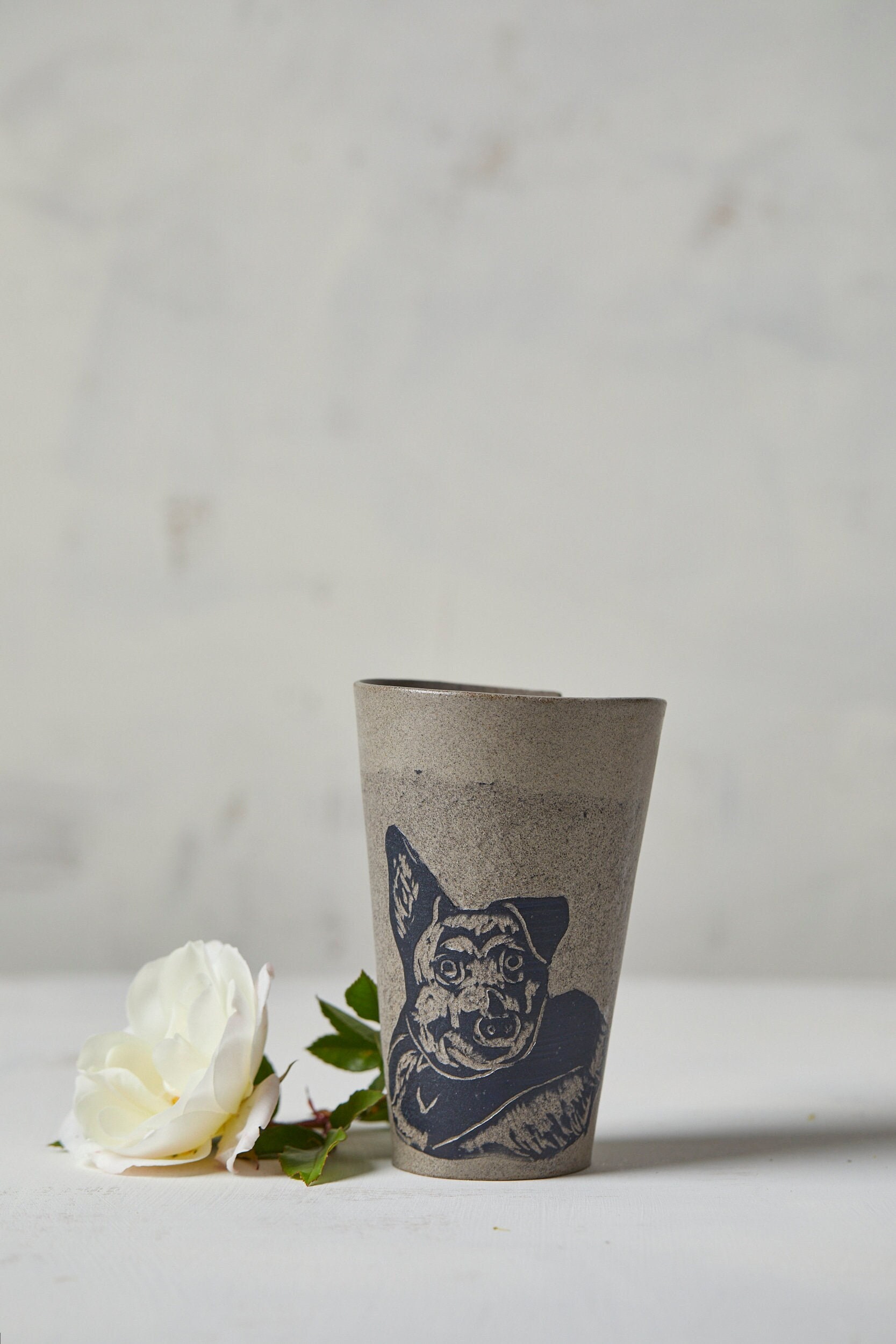 Custom Personalized Pet Portrait Cup, Handmade Dog Tumbler, Cat Lover ...