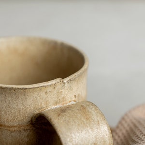 Cream-beige & Gray Stoneware Handmade Tea Mug Set, TWO 13.5 Oz Hand ...