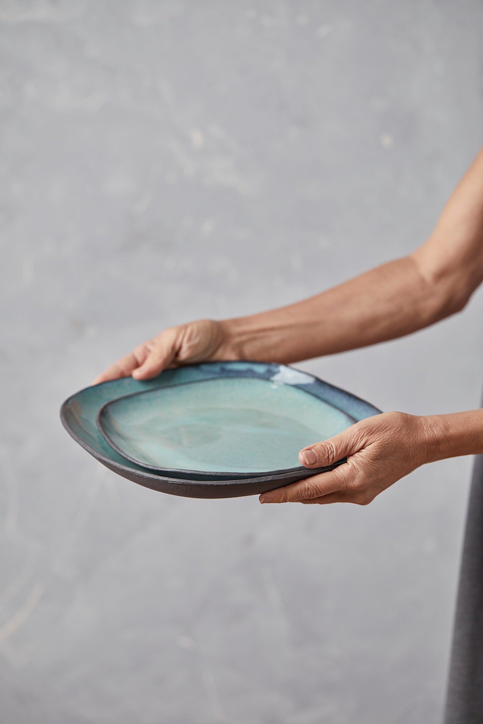 Set of TWO Plates Handmade Salad Plate and Large Dinner - Etsy