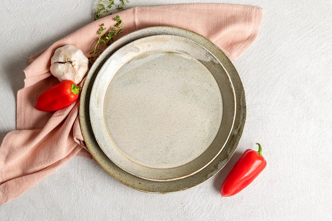 Cream Glazed Stoneware Plate Set, Modern Handmade Dinnerware for ...