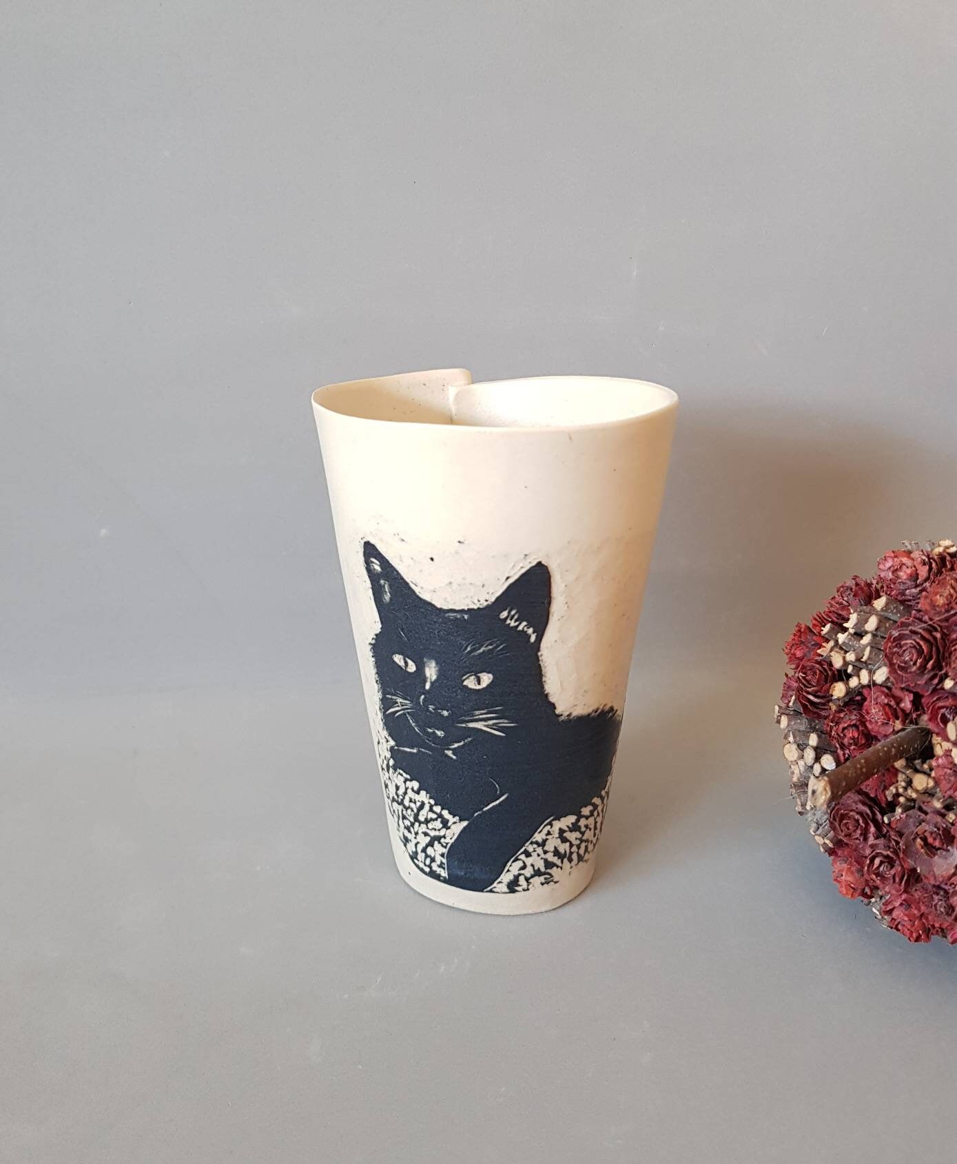 Custom Personalized Pet Portrait Cup, Handmade Dog Tumbler, Cat Lover ...