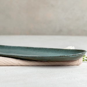 Pottery Long Oval Serving Plate, 15" Ceramic Platter, Impressive ...
