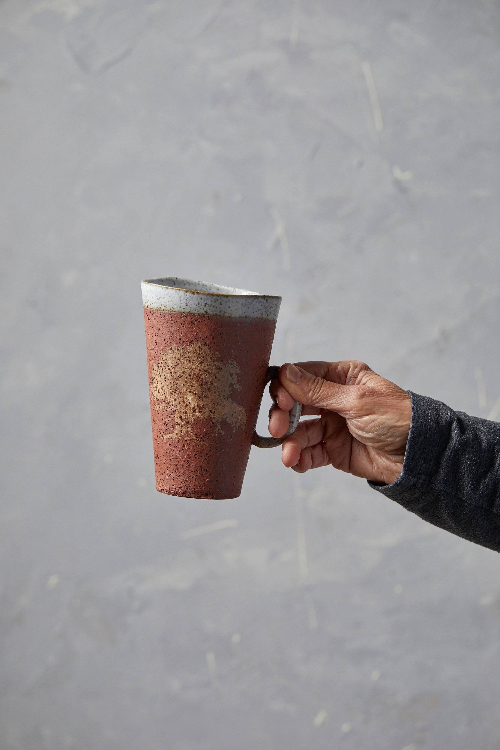 Handmade Terracotta Coffee Mugs, Rustic Ceramic Set, 12 Oz - Etsy