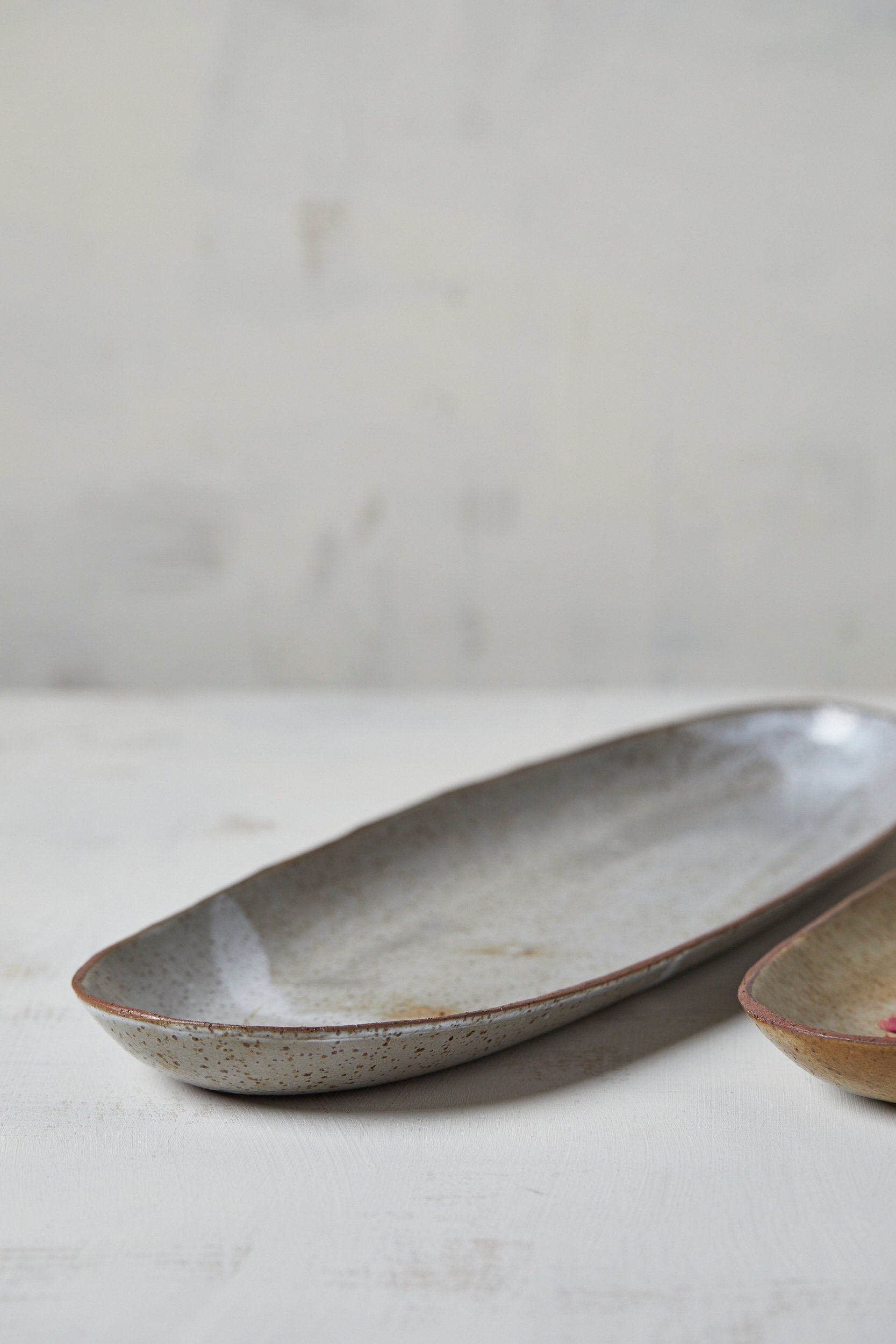 Pottery Long Oval Serving Plate, 15