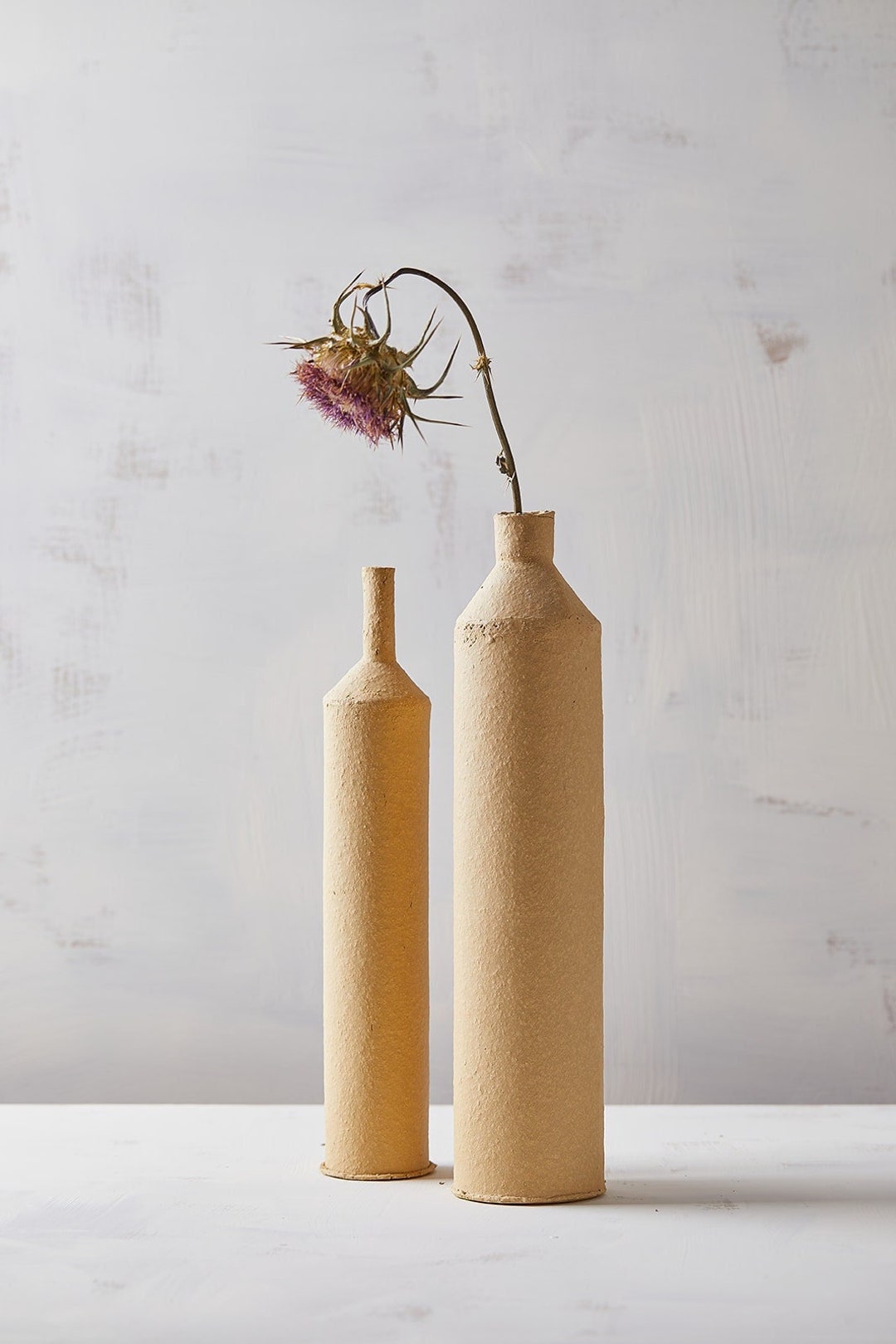 Handmade Rustic Stoneware Vase Set: Yellow Ceramic Bottle Vases - Etsy