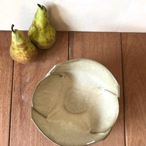 Large Gray Artistic Hand-folded Pottery Bowl, Deep Decorative Ceramic ...