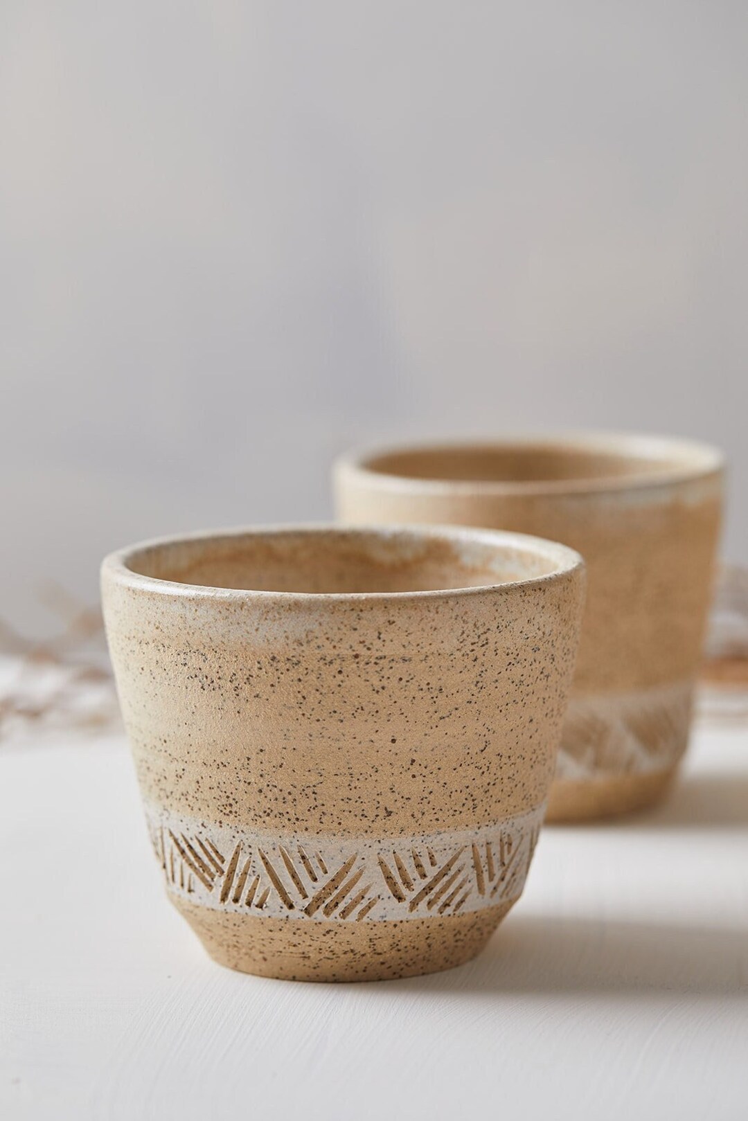 Handmade Rustic Ceramic Coffee Cups, Speckled Pottery Tumblers Set of ...