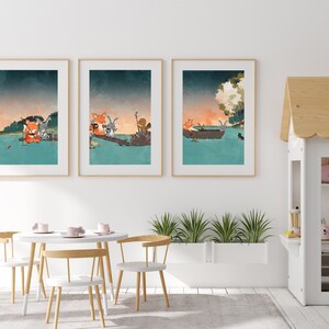 Fox and Rabbit Nursery Art Print Hiking Adventures and | Etsy