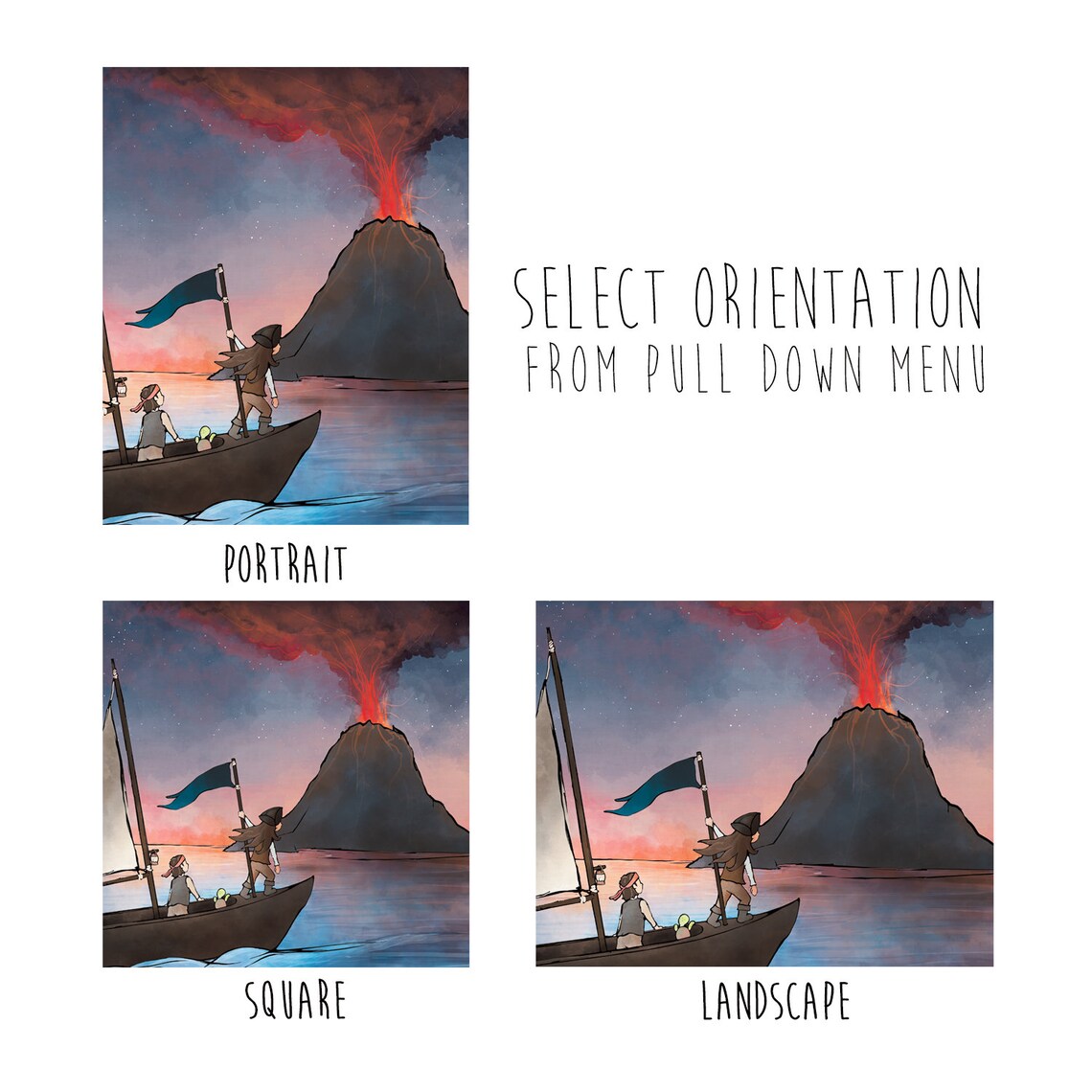 Pirates Art Print Volcano Eruption Open Sea Exploration | Etsy