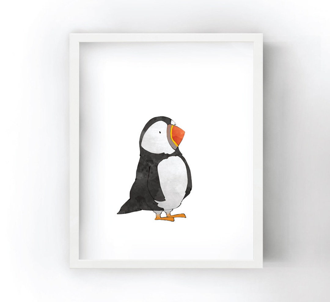 Puffin Illustration Arctic Animal Art Print Kids Room - Etsy