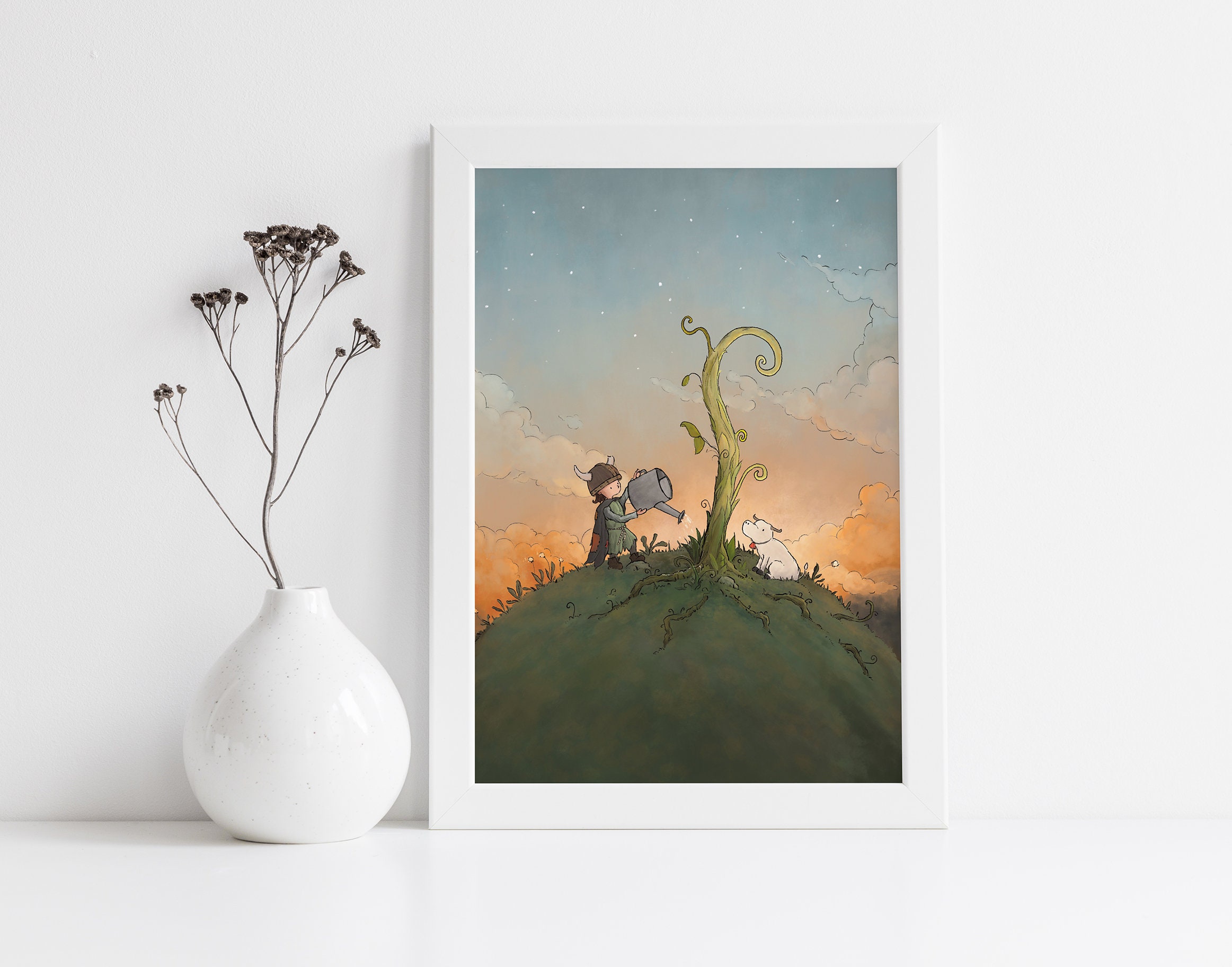 Jack and the Beanstalk Art Print Jack and Milky White the | Etsy