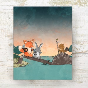 Fox and Rabbit Nursery Art Print Hiking Adventures and | Etsy