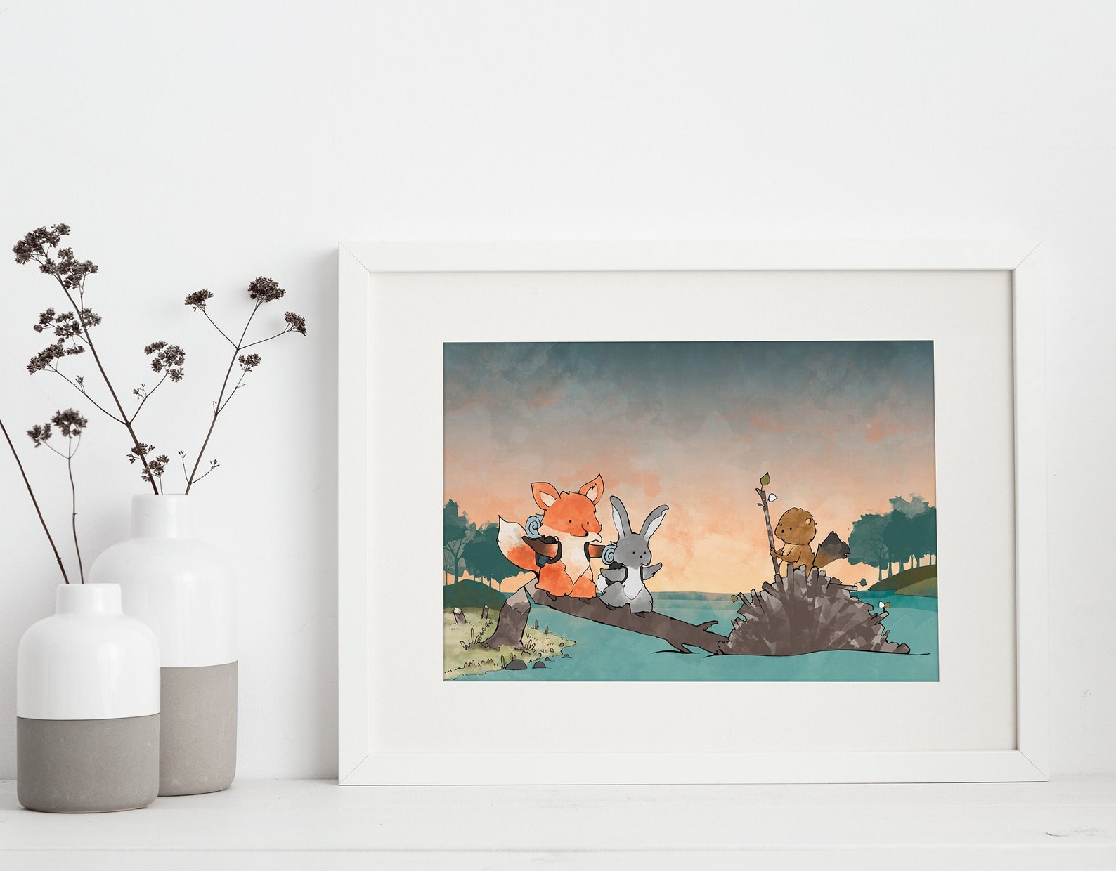 Fox and Rabbit Nursery Art Print Hiking Adventures and - Etsy New Zealand
