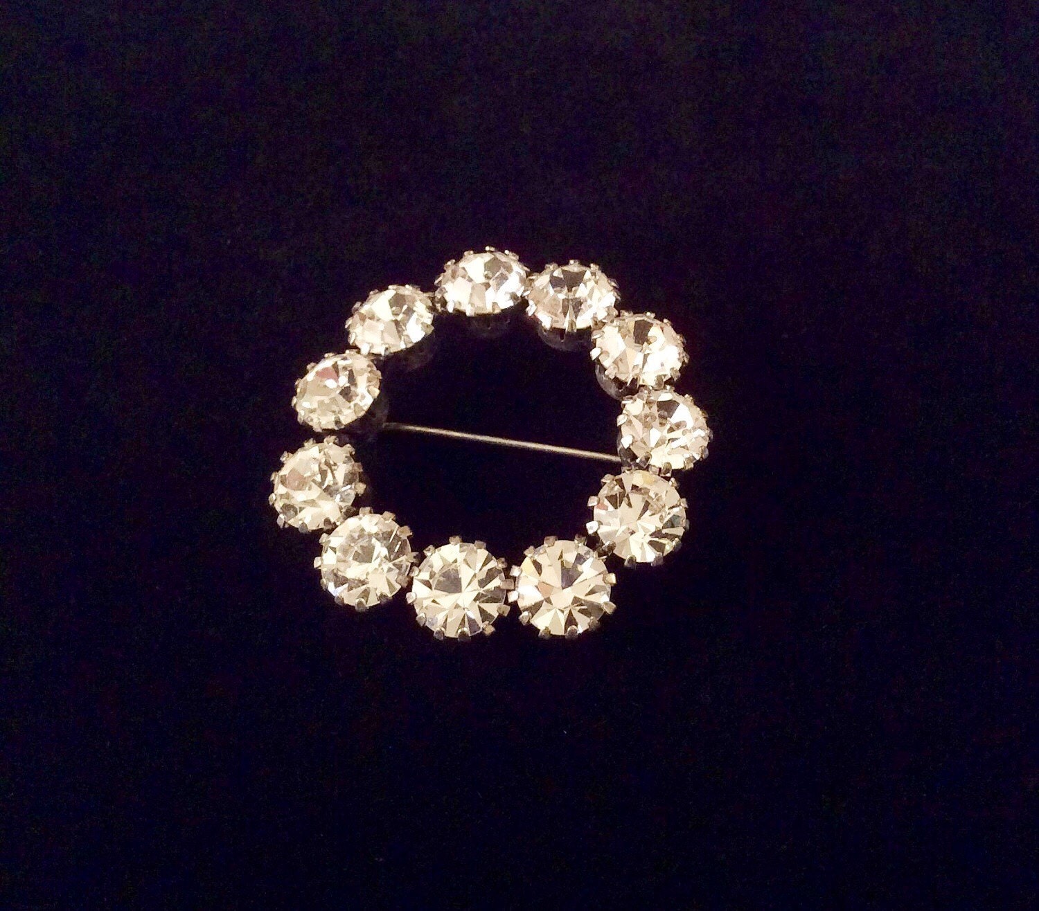 Rhinestone Circle Pin W/ Stars on the Back - Etsy