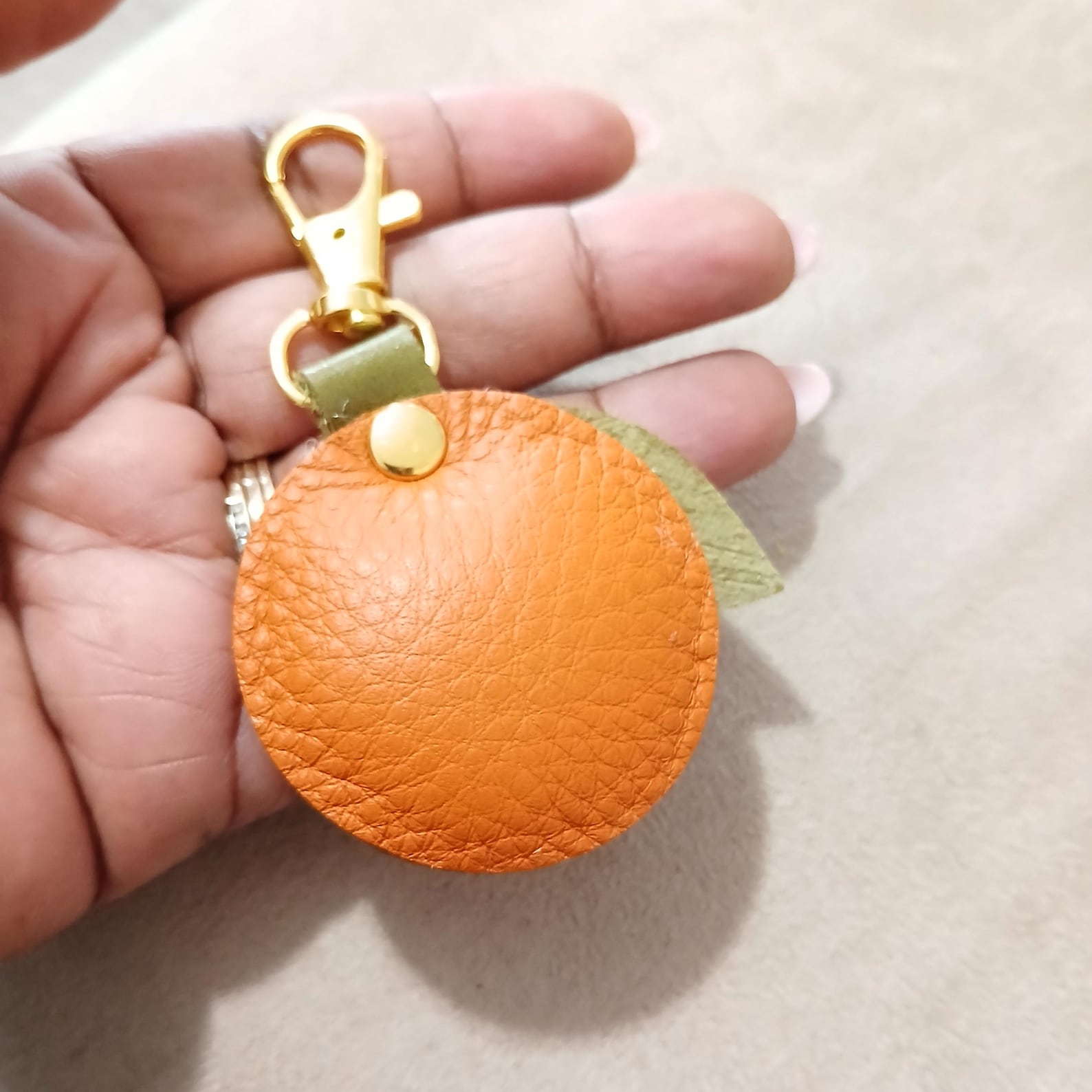 Orange Fruit Bag Charm, Genuine Leather Orange With Leaf Purse Charm - Etsy