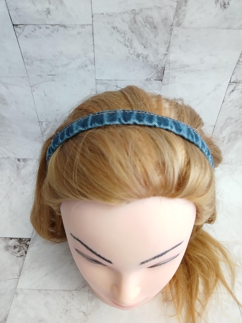 Denim Upcycled Headband, Recycled Jeans Headband, Indigo Dark Denim ...