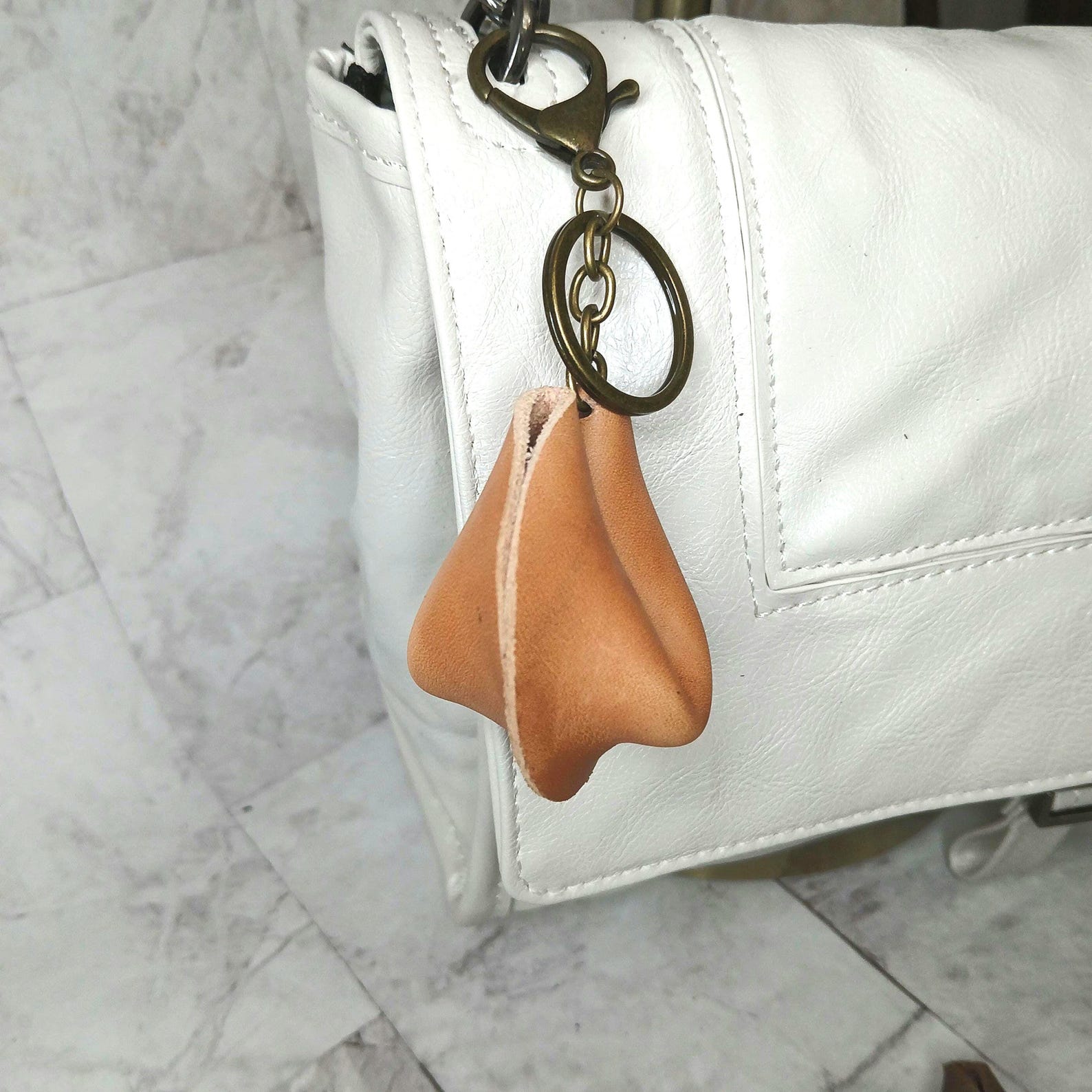 Leather Fortune Cookie Bag Charm, Fortune Cookie Keychain Purse Charm ...