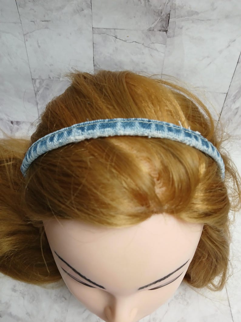 Denim Upcycled Headband, Recycled Jeans Headband, Indigo Dark Denim ...