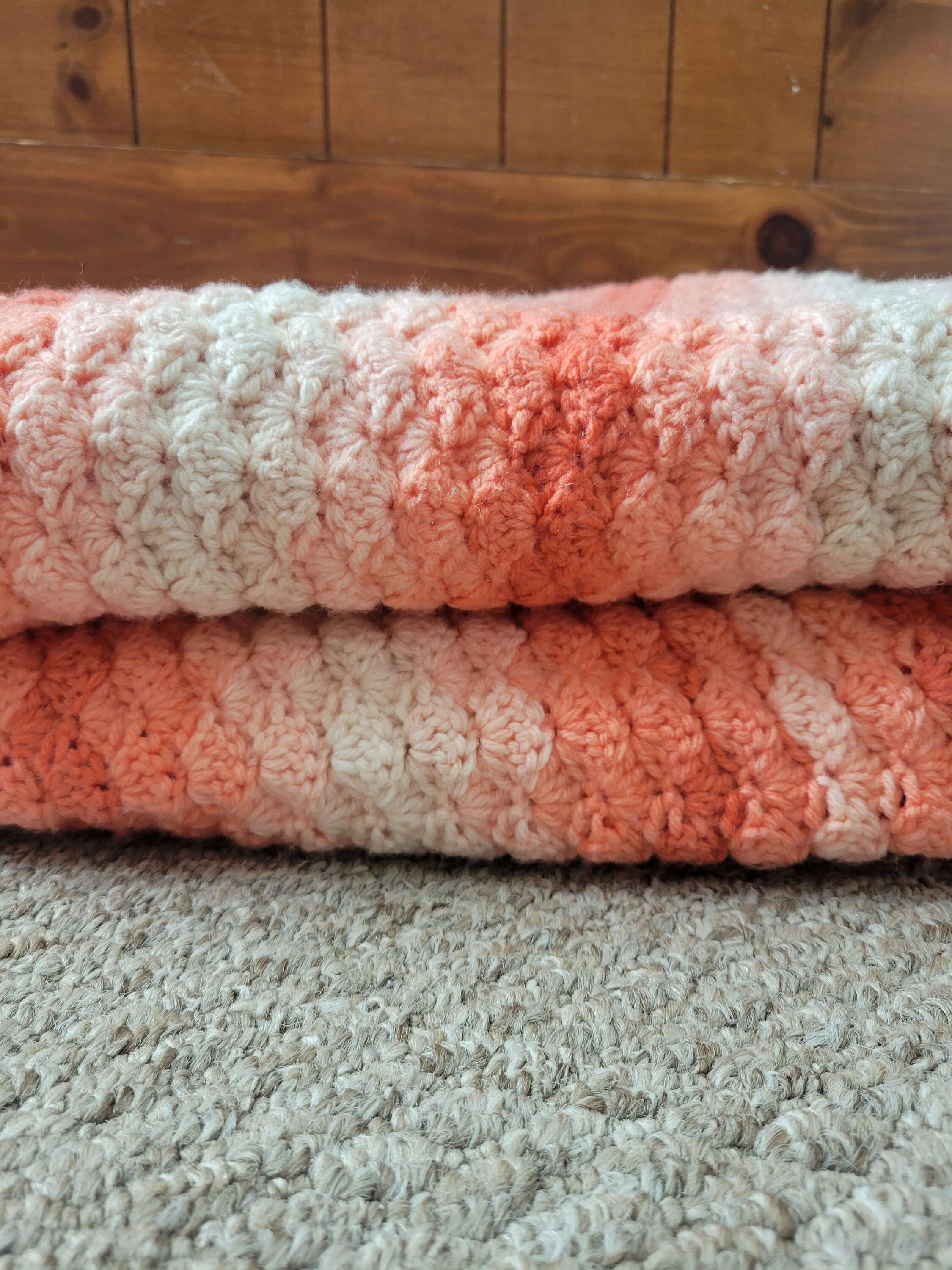 Ombre Coral Crochet Blanket. Crochet Afghan. Crochet Throw. Crochet ...