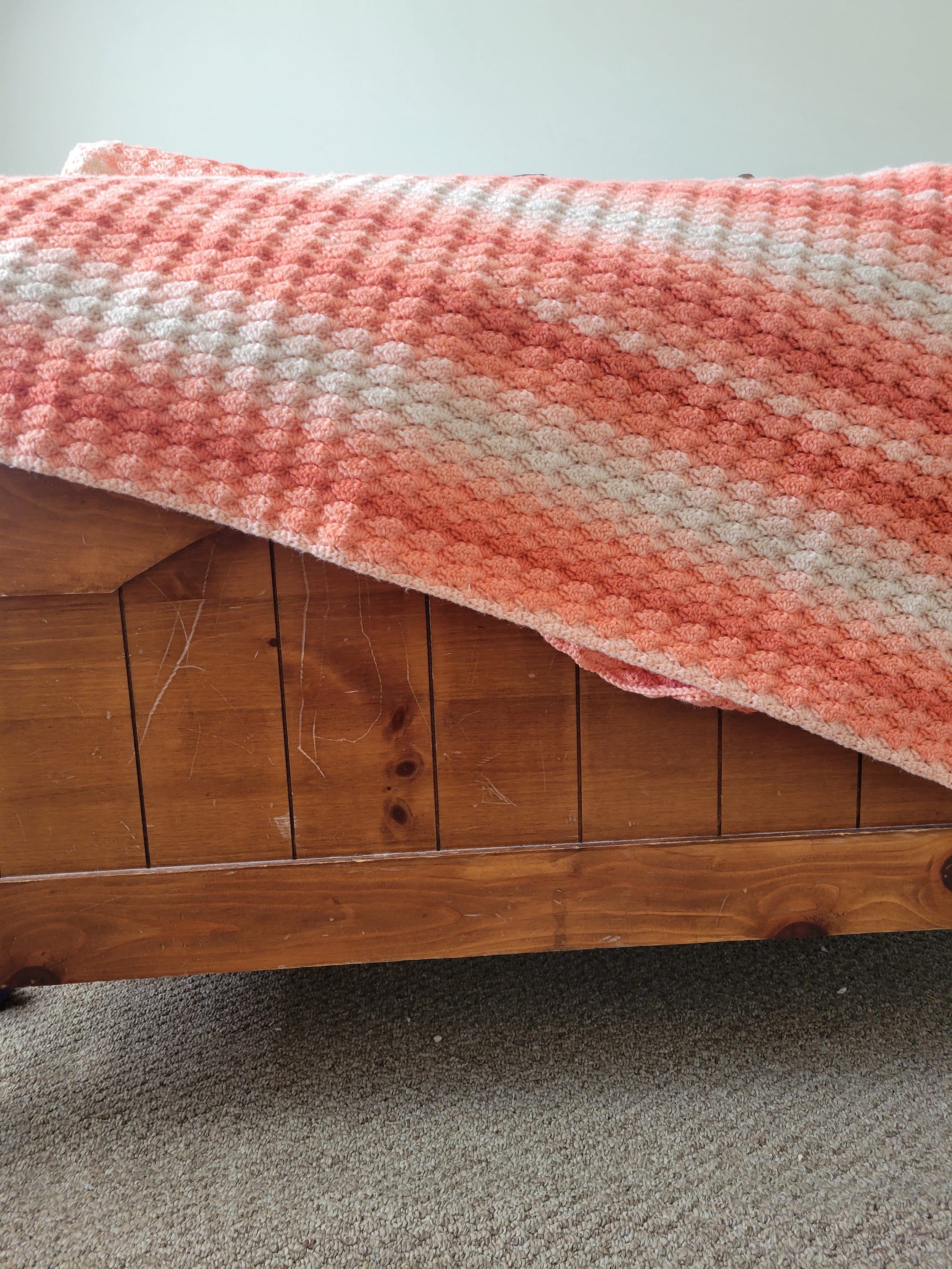 Ombre Coral Crochet Blanket. Crochet Afghan. Crochet Throw. Crochet ...