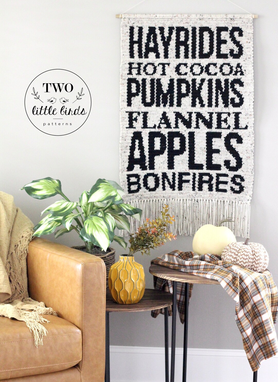 Crochet Wall Hanging Pattern, Fall Wall Hanging, Fall Wall Decor ...