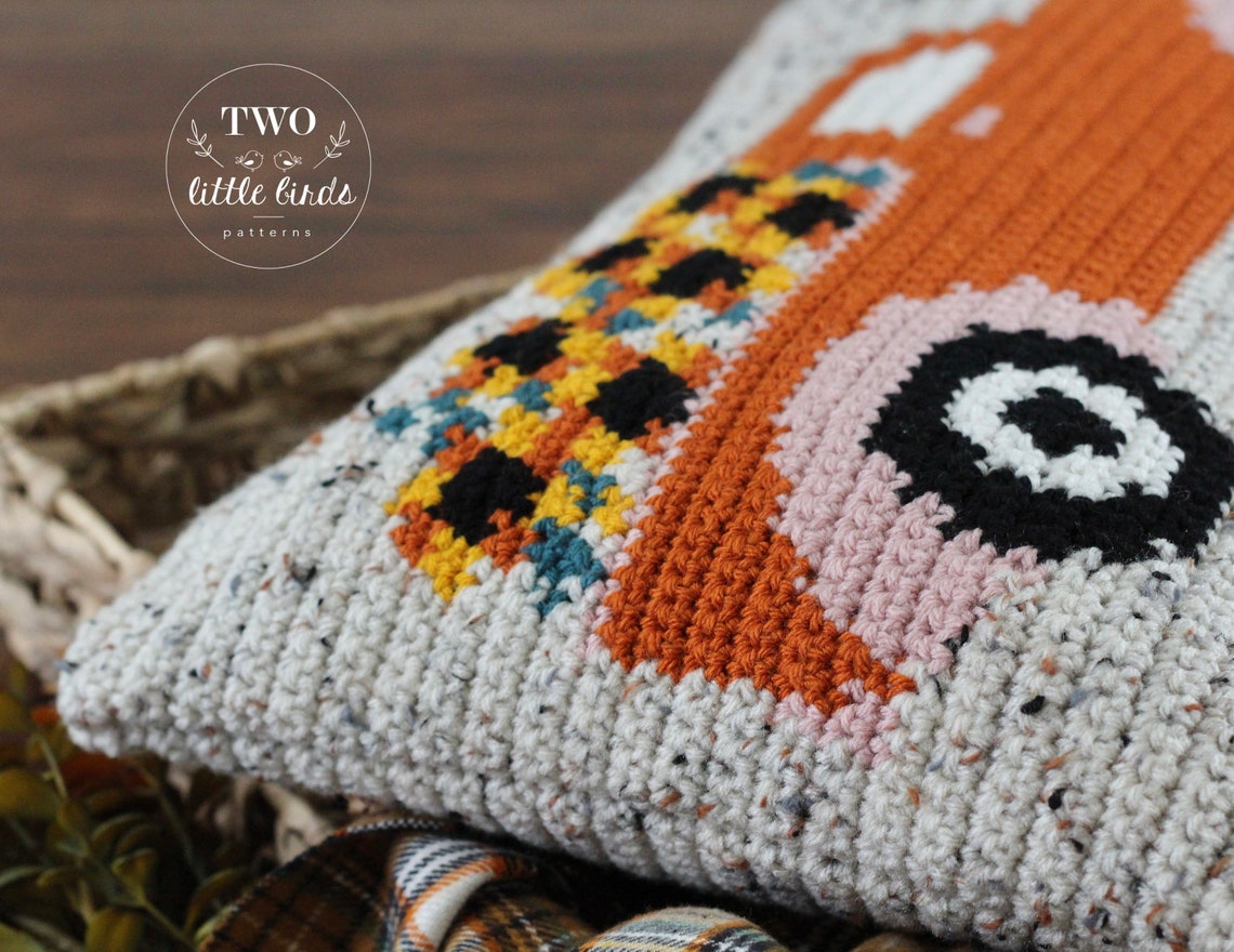 Fall Crochet Pillow Pattern, Crochet Sunflower Pillow, Crochet Truck ...