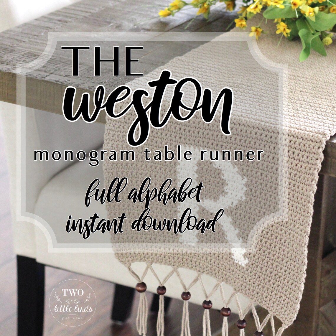 Crochet Table Runner Pattern Monogram Table Runner Crochet - Etsy