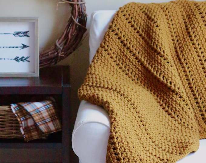 CROCHET PATTERN // Homecoming Throw Chunky Striped Couch Blanket - Etsy ...