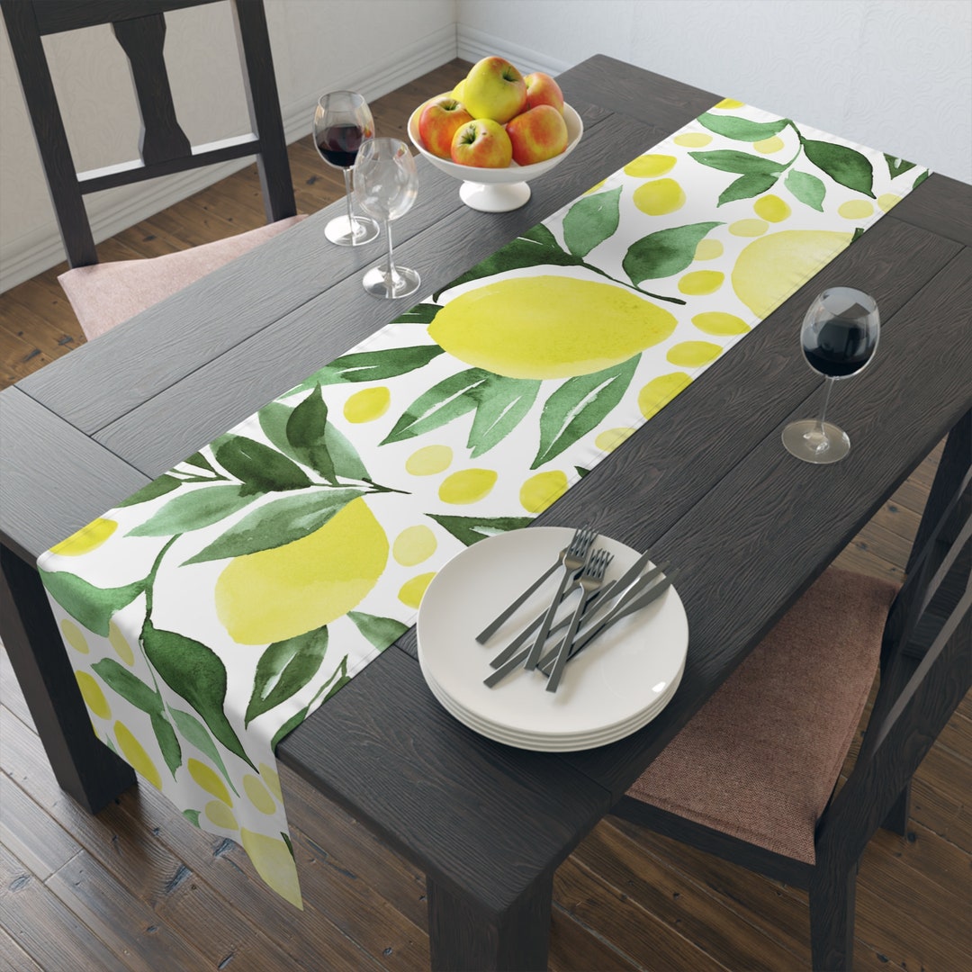 Lemon Table Runner, Lemon Table Cover, Citrus Lemon Table Décor, Lemon ...