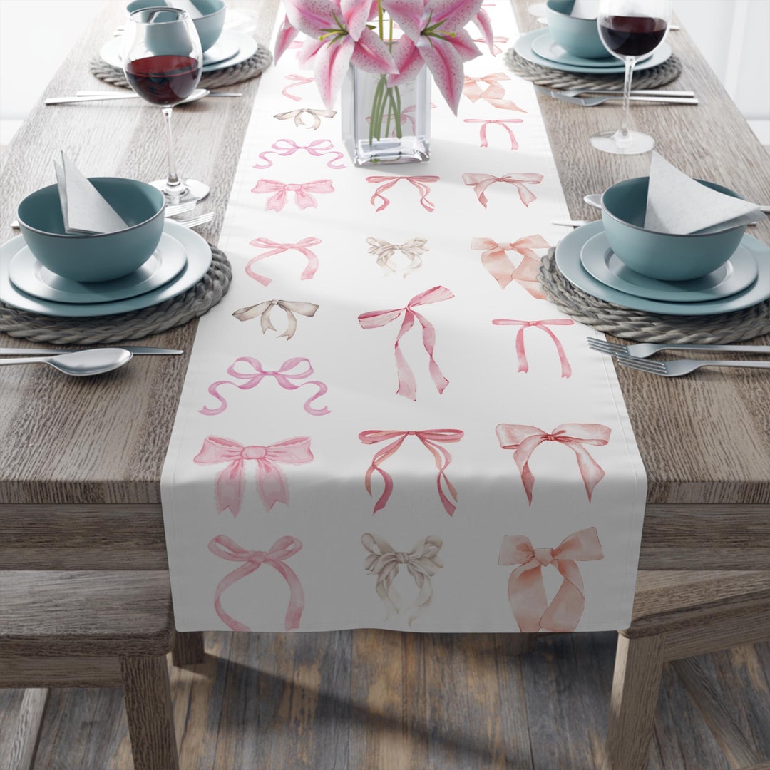 Coquette Bow, Pink Coquette Table Runner, Pink Bow Table Decor, Pink ...
