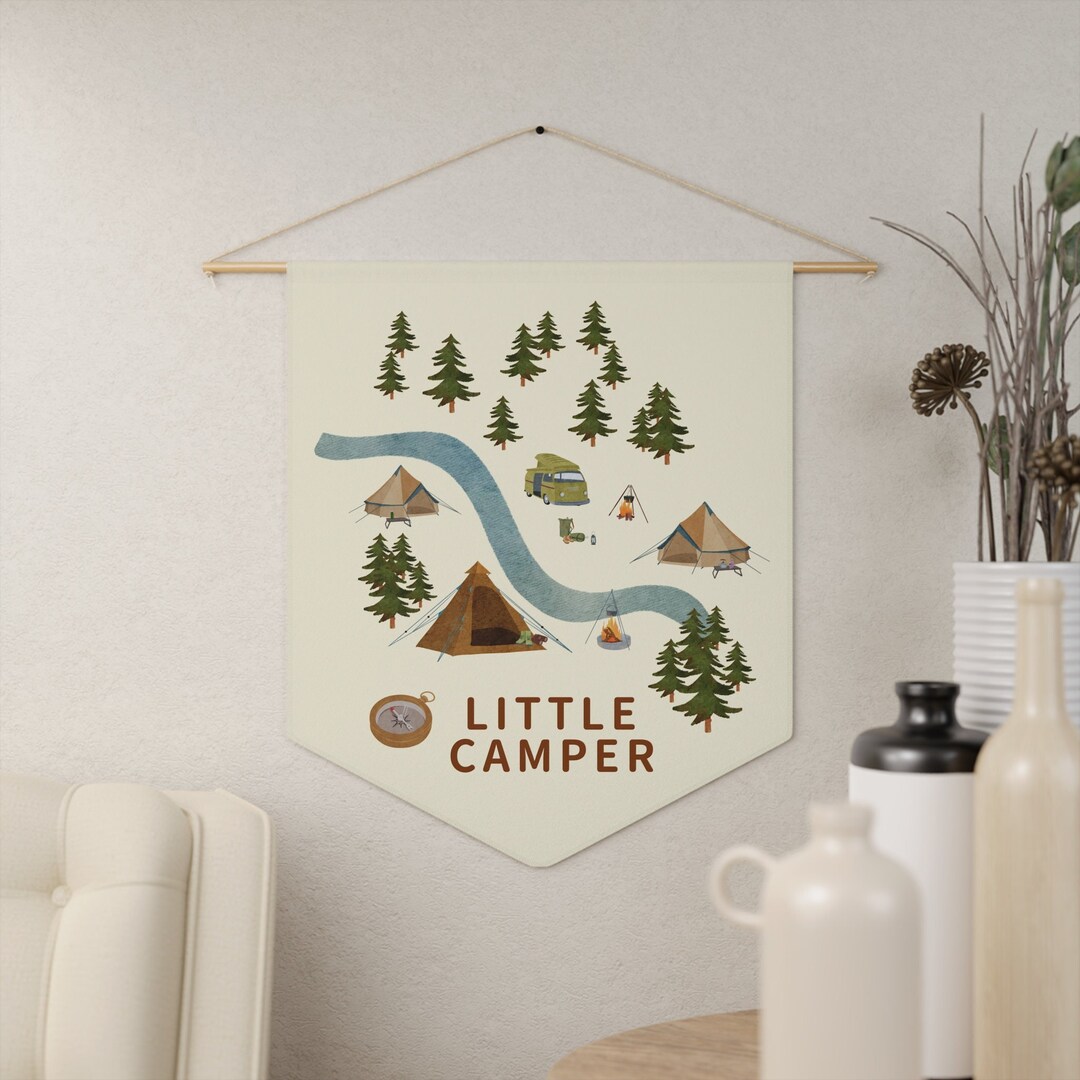 Little Camper Pennant | Nursery Canvas Flag | Explorer Kids Room Banner ...
