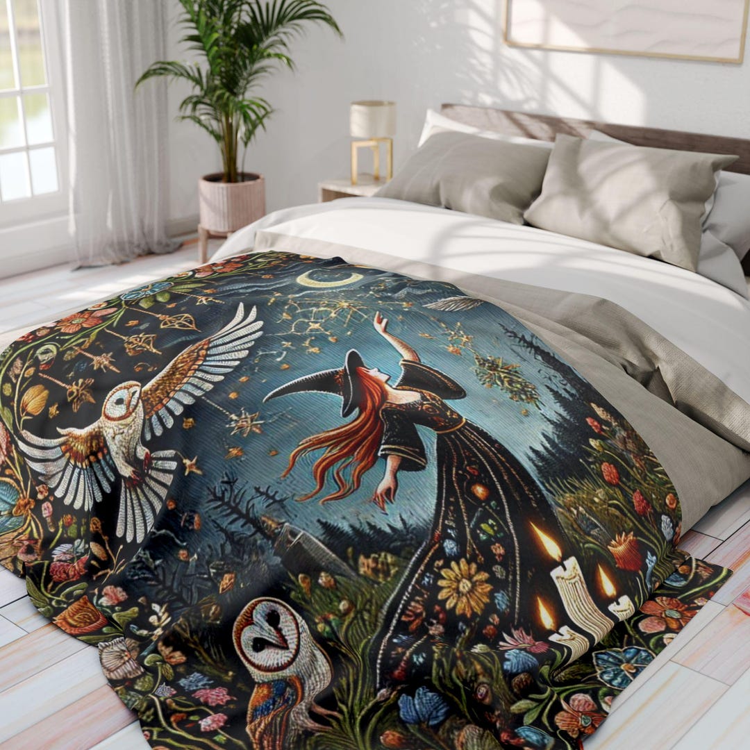 Magical Blanket | Enchanted Garden Blanket | Cozy Witchcraft Blanket ...