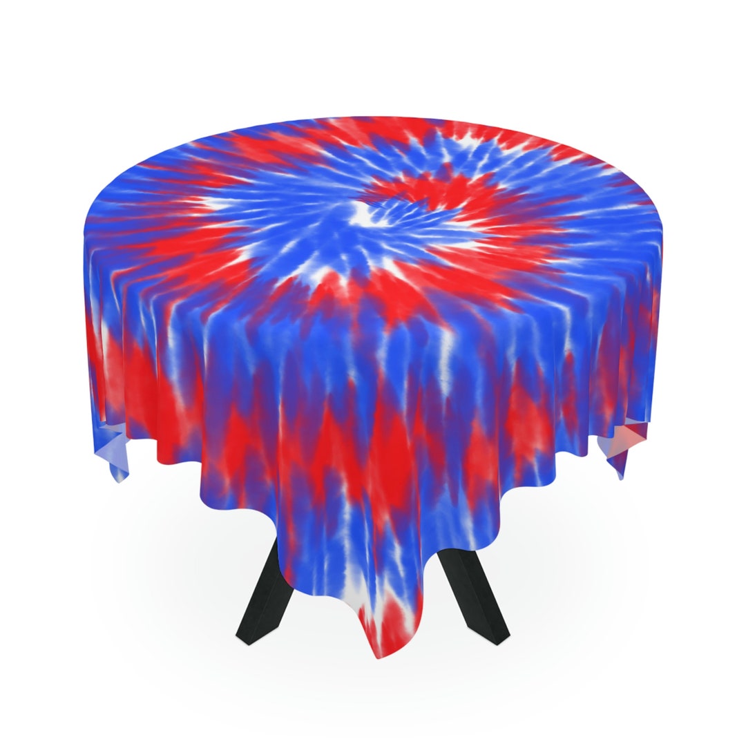 Red White Blue Tie Dye Swirl 4th of July Tablecloth Holiday Table Linen ...