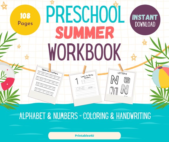 Pre K Writing Summer Busy Book Workbook Printable Activity | Etsy