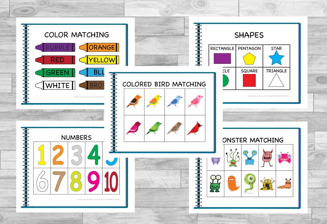 Toddler Matching Workbook Worksheets, SHAPES, Colors, Numbers, Crayons ...