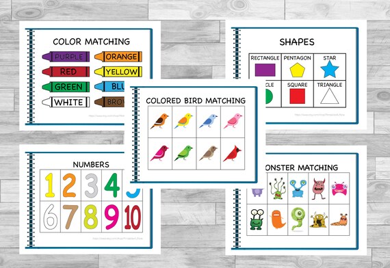 Toddler Matching Workbook Worksheets SHAPES Colors Numbers - Etsy