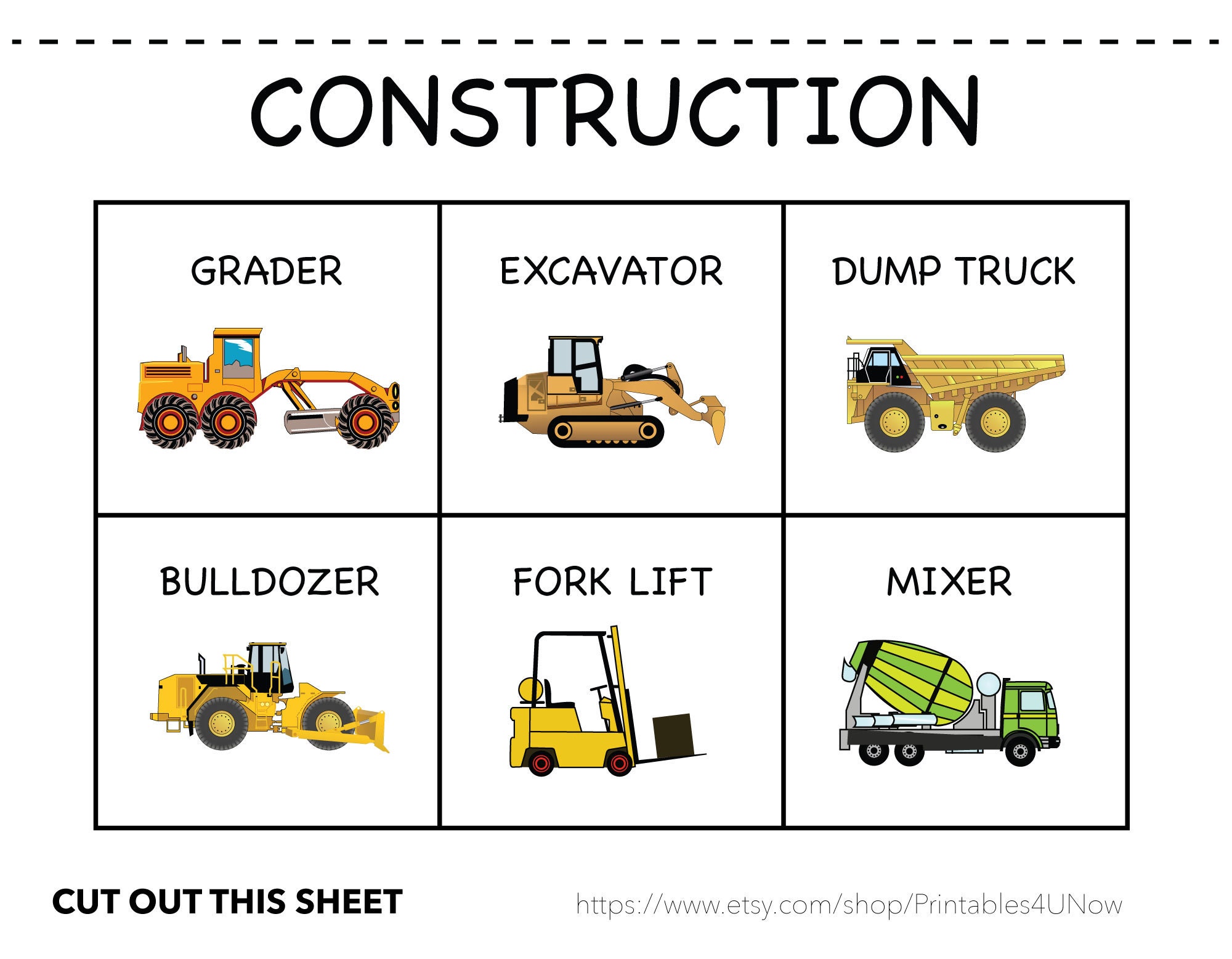 Construction MATCHING Toddler INSTANT Download Homeschool - Etsy Singapore
