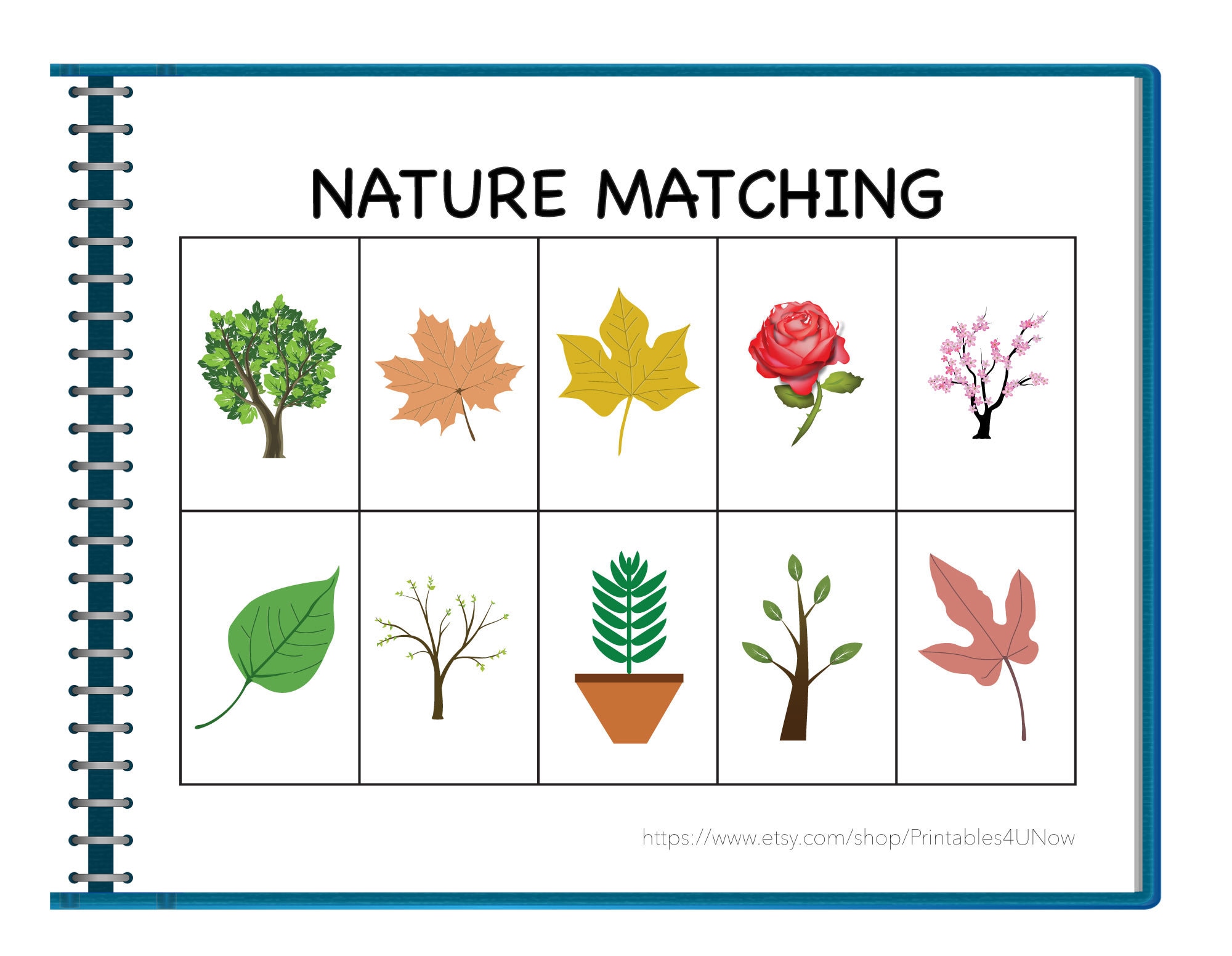 NATURE MATCHING, Toddler INSTANT Download, Easy on Printer, Learn ...