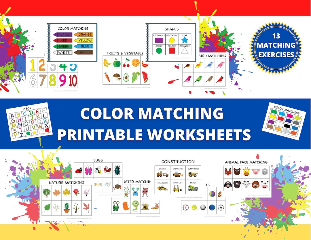 Color Matching Printable | Color Matching Worksheets | Shapes, Colors ...