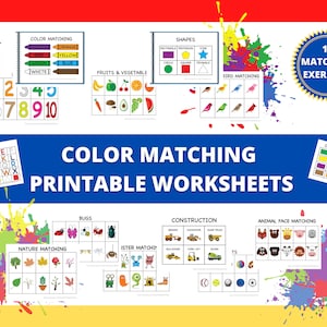 Color Matching Printable | Color Matching Worksheets | Shapes, Colors ...