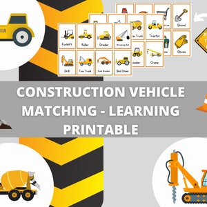 Construction Truck Printable, MATCHING, MEMORY, Instant Download ...
