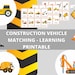 Construction Truck Printable, MATCHING, MEMORY, Instant Download ...