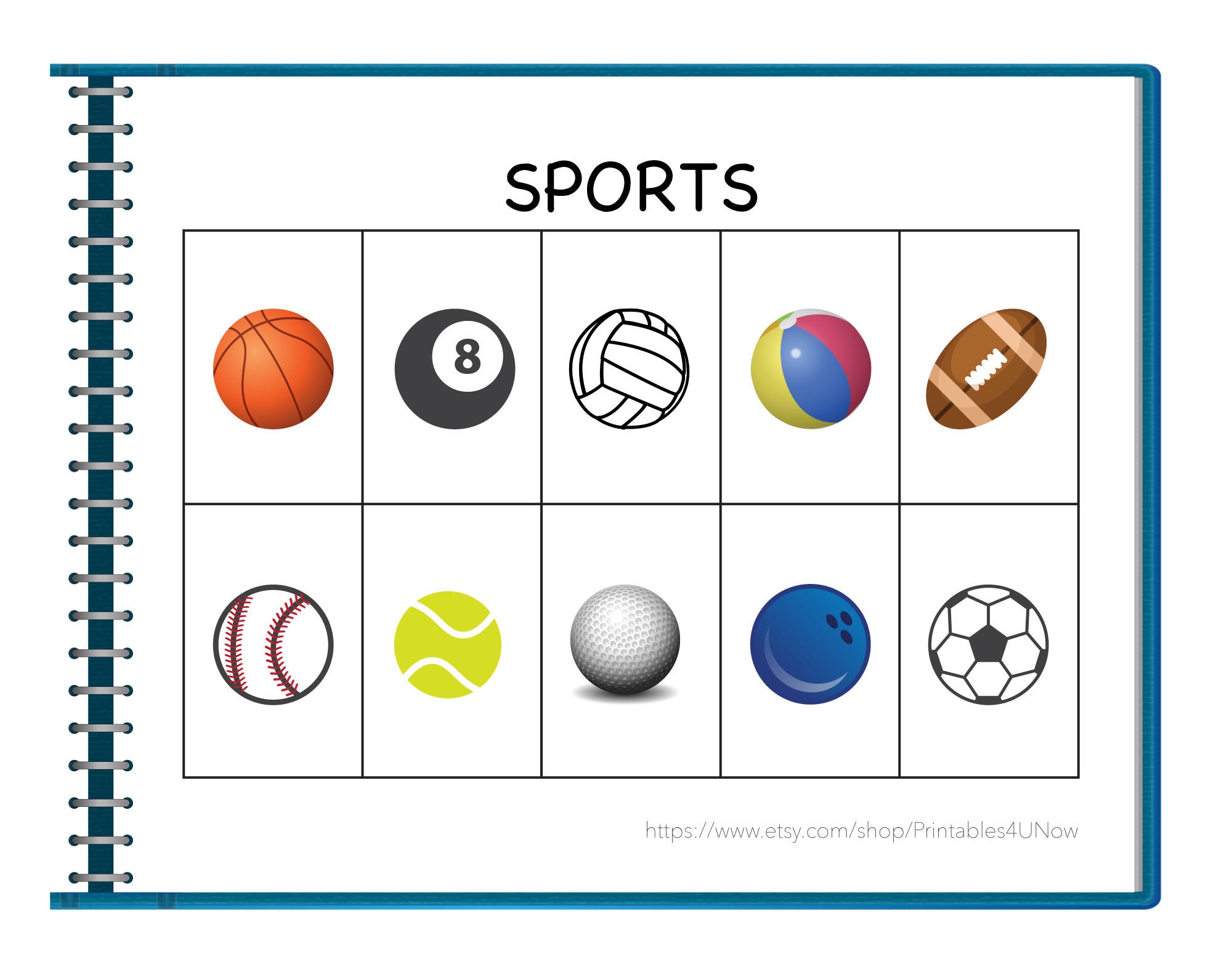 SPORTS Balls MATCHING, Toddler INSTANT Download, Easy on Printer, Learn ...