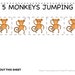 5 Little Monkeys Jumping on the Bed, Easy on Printer, Toddler INSTANT ...