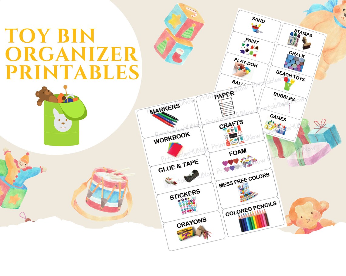 Toy Bin Labels, Playroom Labels, Toy Storage Labels, Adhesive Toy Bin ...
