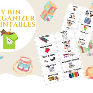 Toy Bin Labels, Playroom Labels, Toy Storage Labels, Adhesive Toy Bin ...