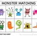 Monster MATCHING, Toddler INSTANT Download, Homeschool Learning ...
