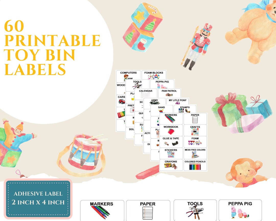 Toy Bin Labels, Playroom Labels, Toy Storage Labels, Adhesive Toy Bin ...