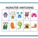 Monster MATCHING, Toddler INSTANT Download, Homeschool Learning ...